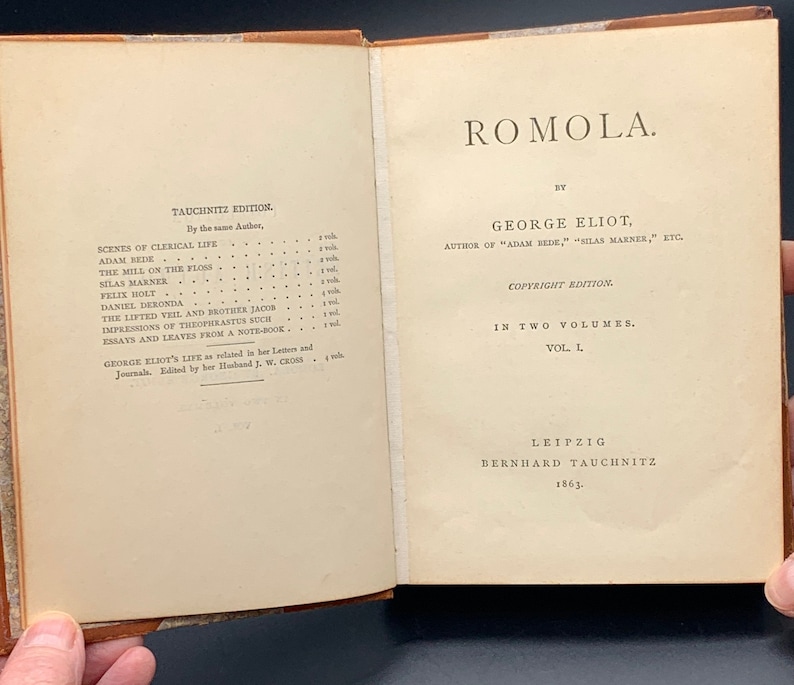 ROMOLA by George Eliot - Rare 1863 First Edition - Two Volume Set ...