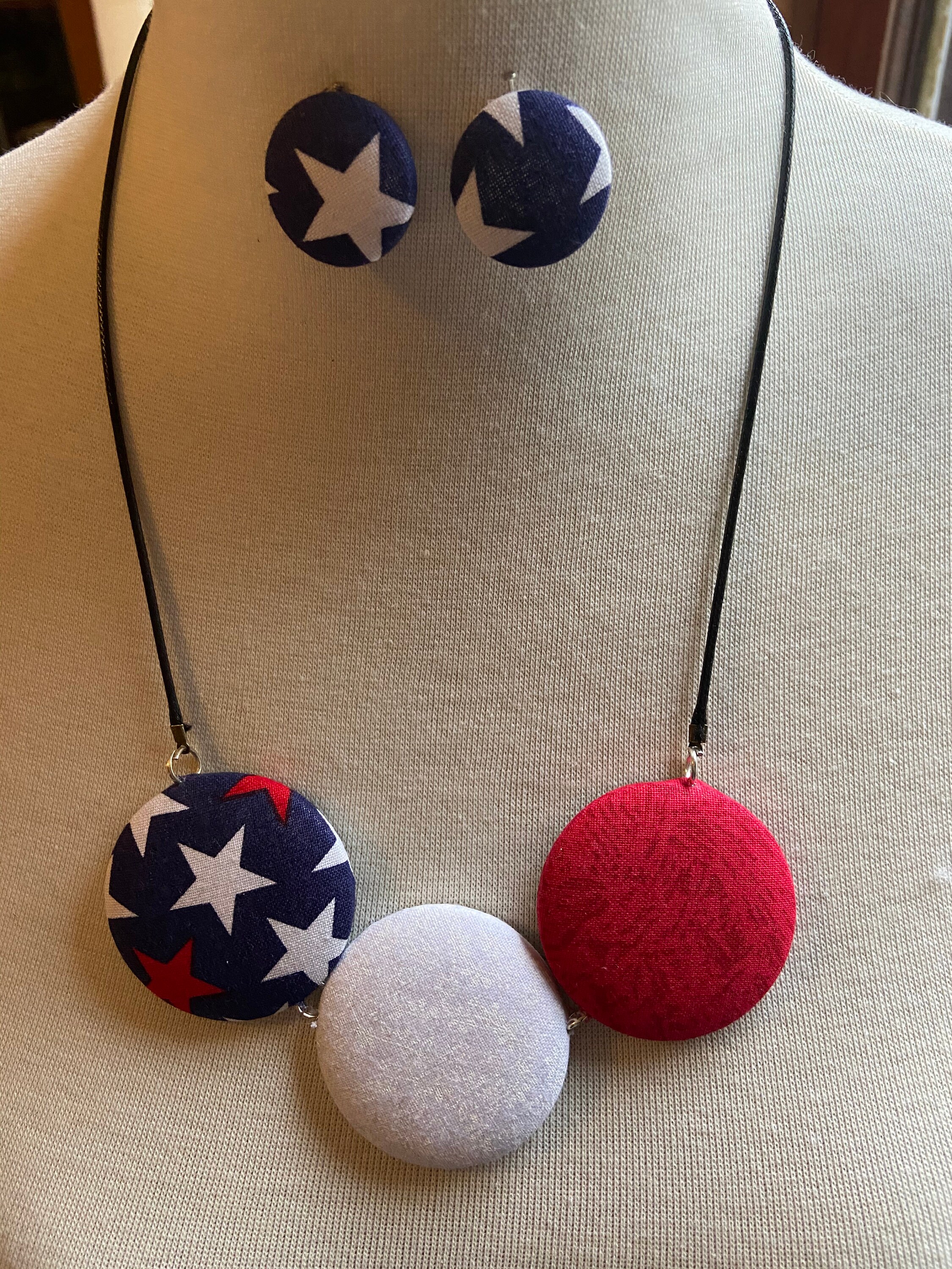 Independence Day Jewelry .4th of July Covered Buttons Jewelry ...