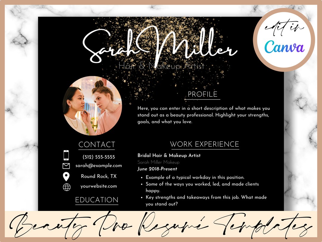 2 RESUMÉ TEMPLATES for Beauty Professionals, Great for Hair Stylists ...