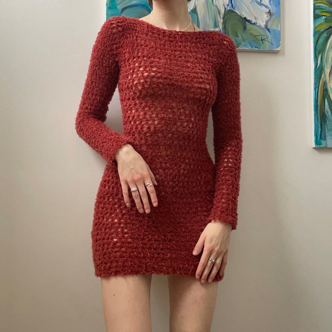 Crochet Bodycon Mesh Dress - Etsy.de