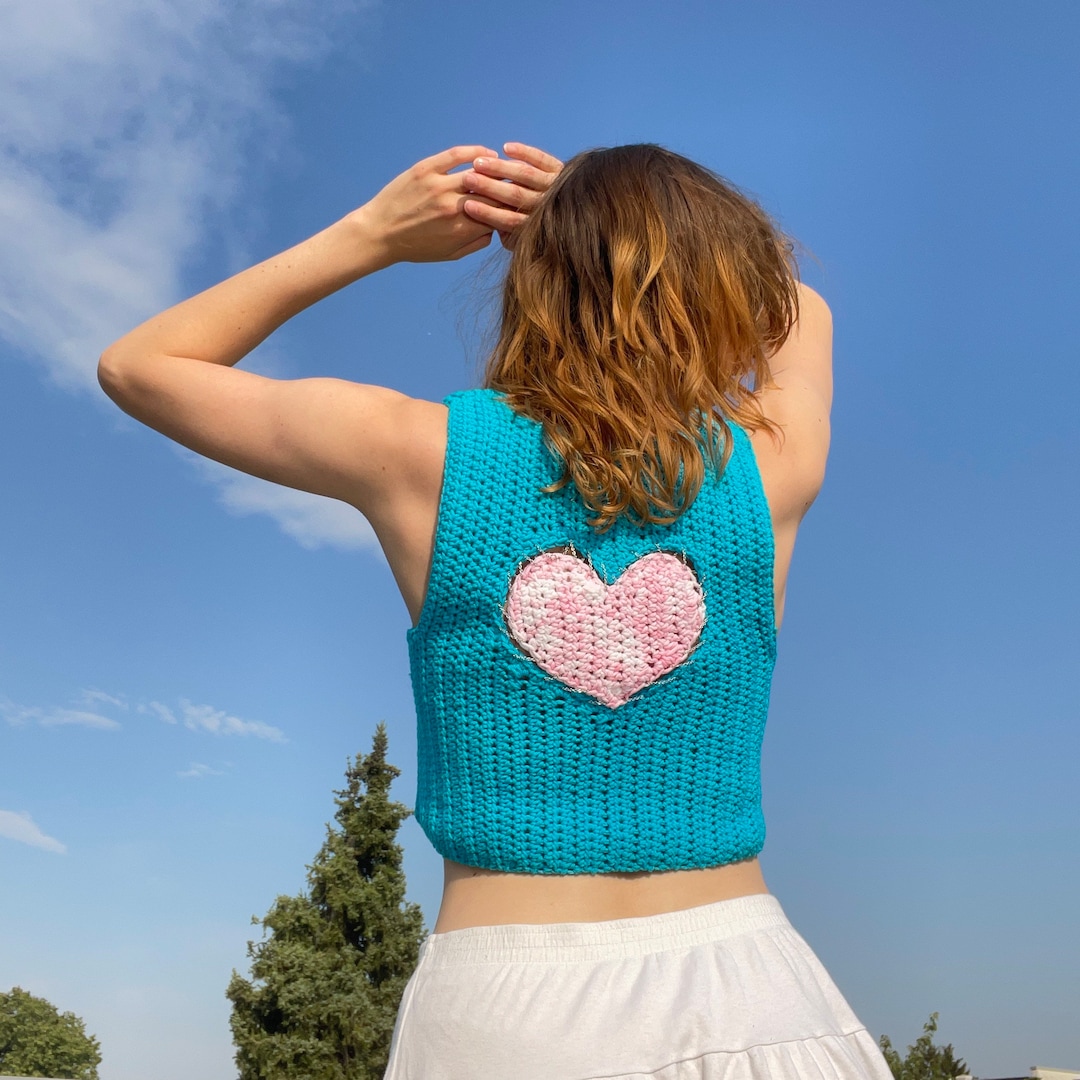 Open Heart Top, Crochet Heart Top, Crochet Top, Heart Top - Etsy