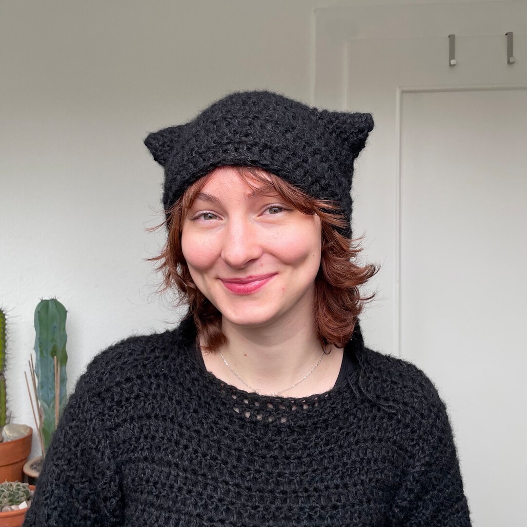 Crochet Cat Ear Hoodie Kitty Sweater Etsy