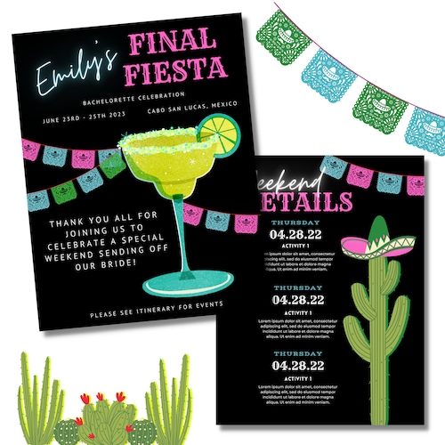 Final Fiesta Bachelorette Party Weekend Invitation and - Etsy