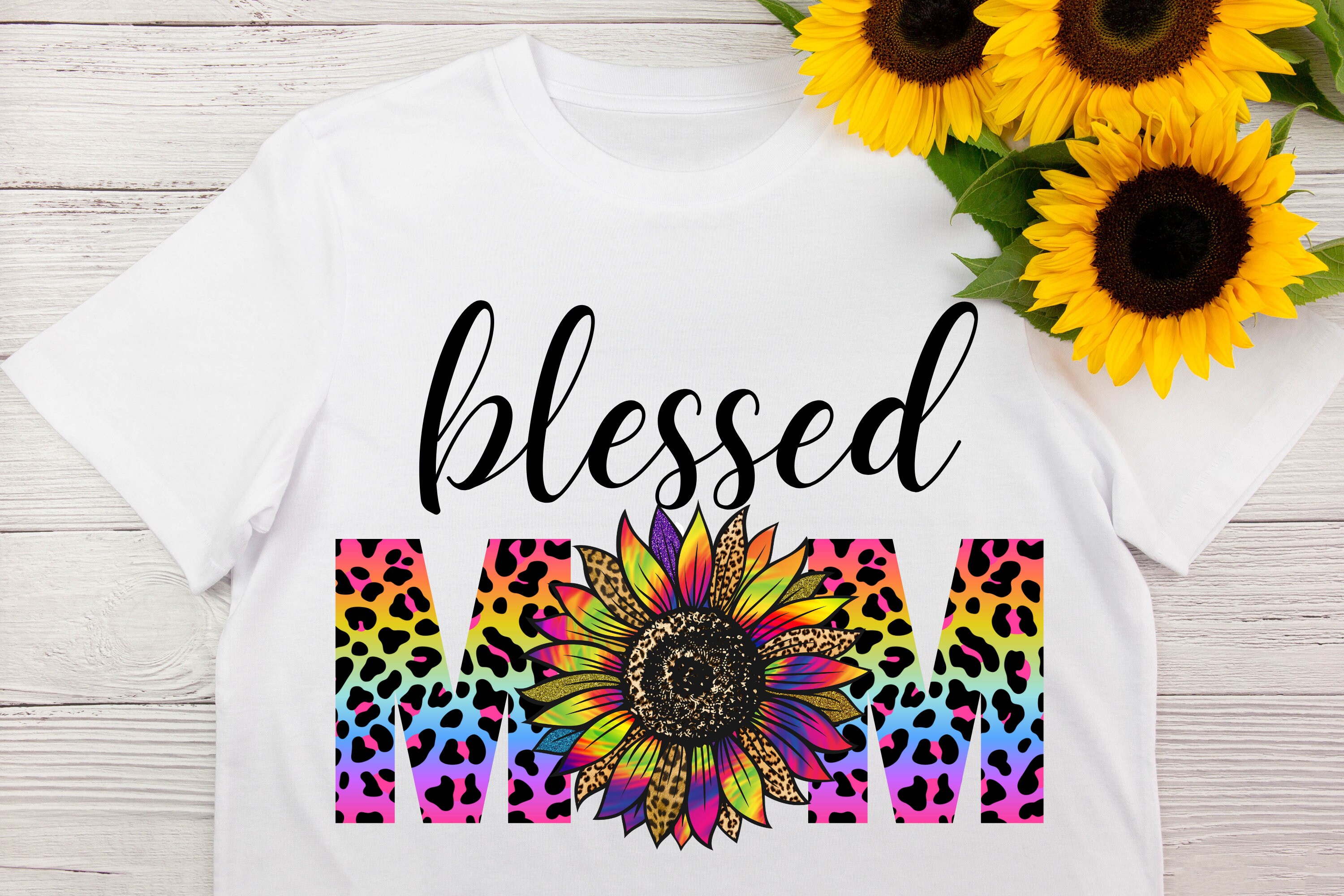 Blessed Mom Png, Leopard Sunflower PNG, Sublimation Design, Digital ...