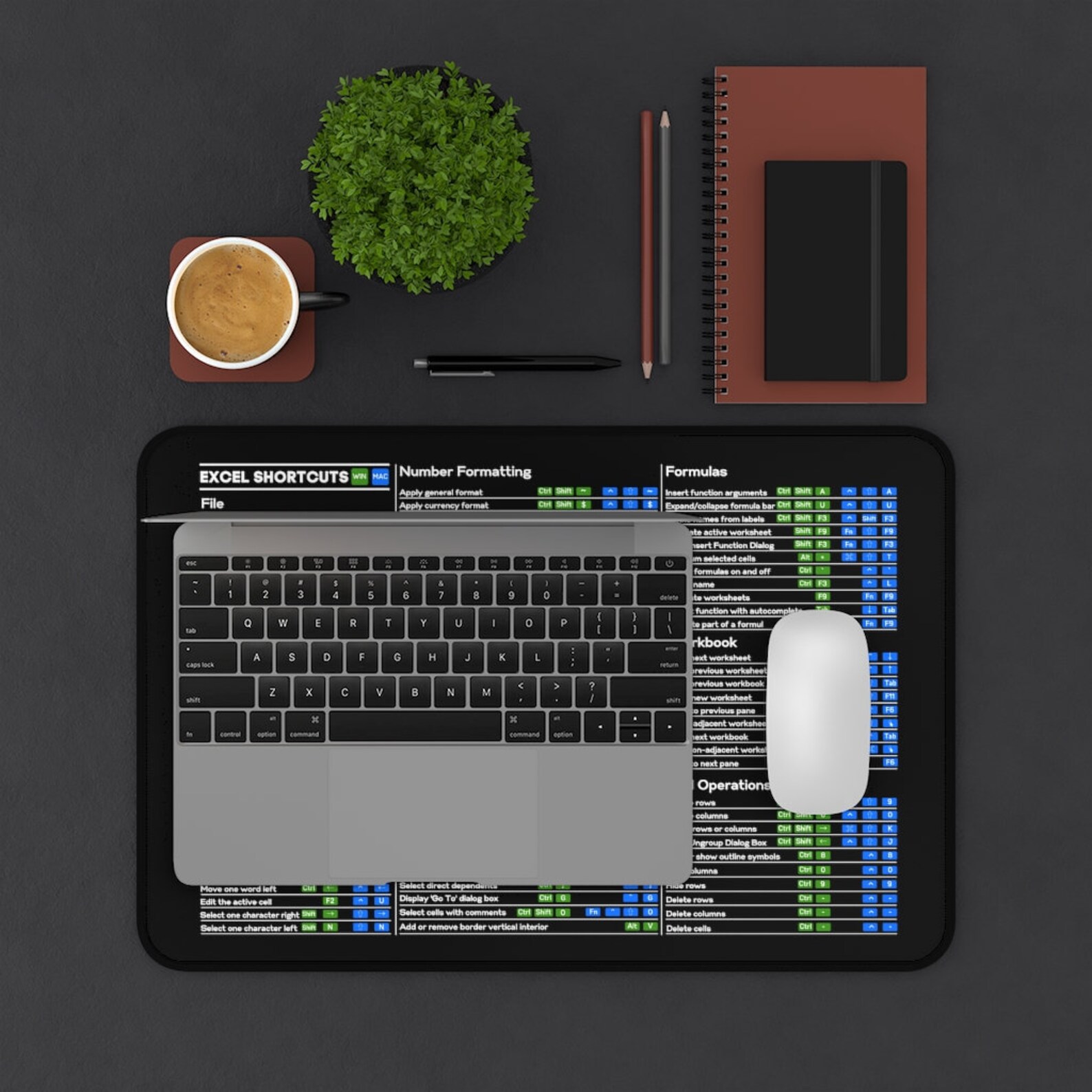 Excel Shortcuts Desk Mat, Excel Super Shortcuts Mouse Pad, Desk Mat ...