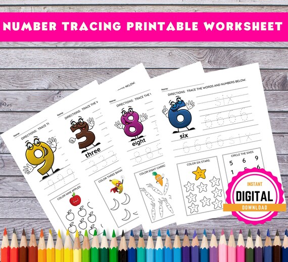 Trace Numbers 0 TO 9 Traceable Numbers Preschool Worksheets - Etsy