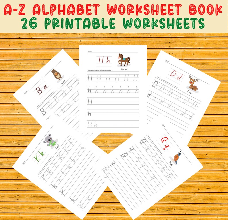 Alphabet Tracing Worksheets Printable Letters A Z 26 - Etsy