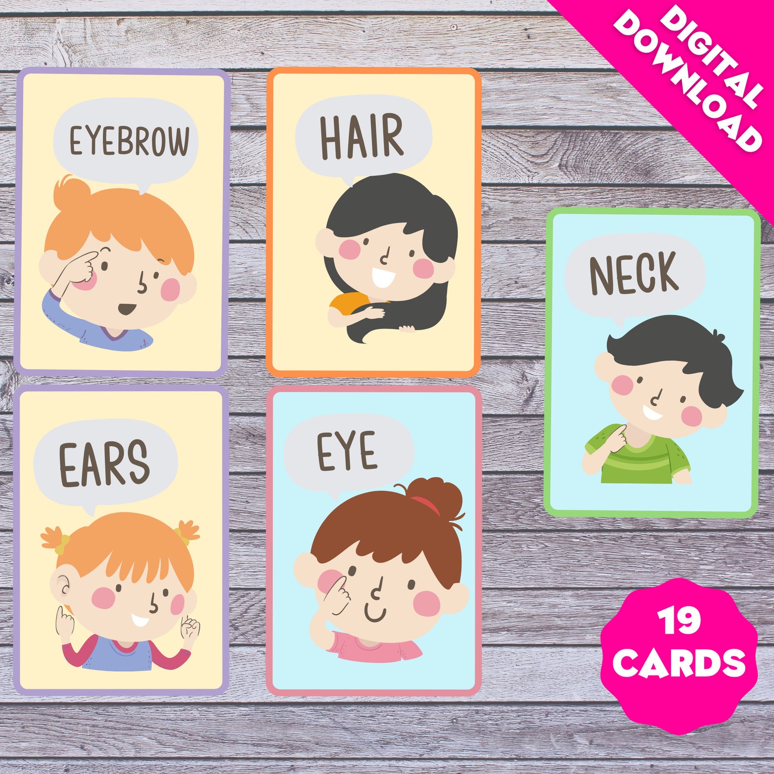 Body Parts Flashcard My Body Fun Educational Flashcard - Etsy