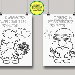 Printable Gnome Valentine Coloring Pages for Kids 9 Sheets, Perfect for ...