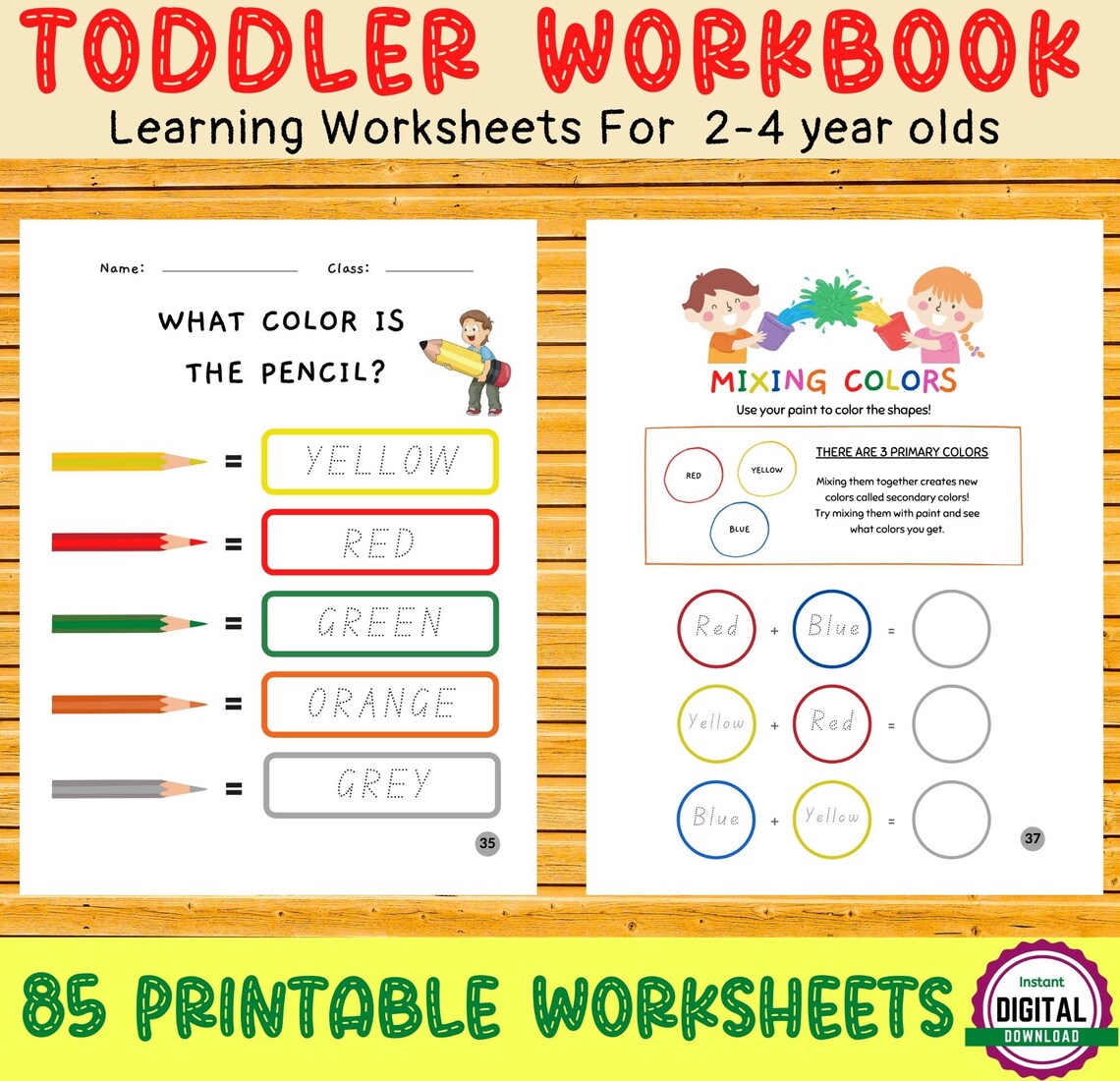 TODDLER WORKBOOK 85 Printable Worksheets Kids Activities | Etsy