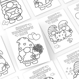 Printable Gnome Valentine Coloring Pages for Kids 9 Sheets, Perfect for ...