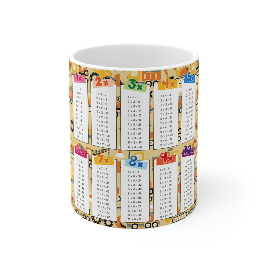 Kids Mug Multiplication Table Chart Mug Multiplication Square Math ...