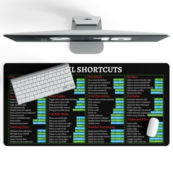 Excel Shortcuts Desk Mat - Etsy