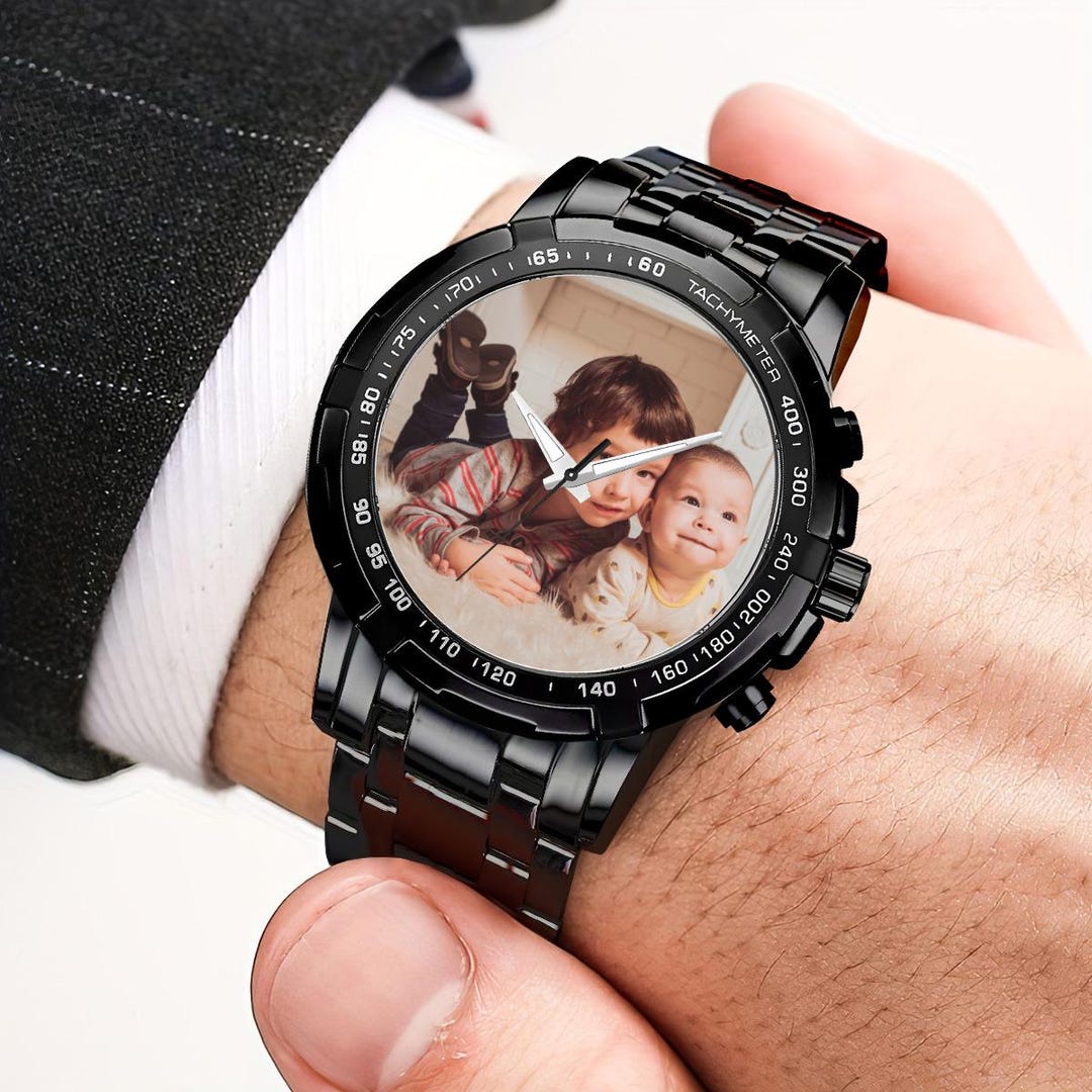 Personalized Engraved Photo Watch, Custom Photo Watch, Mens Watch ...