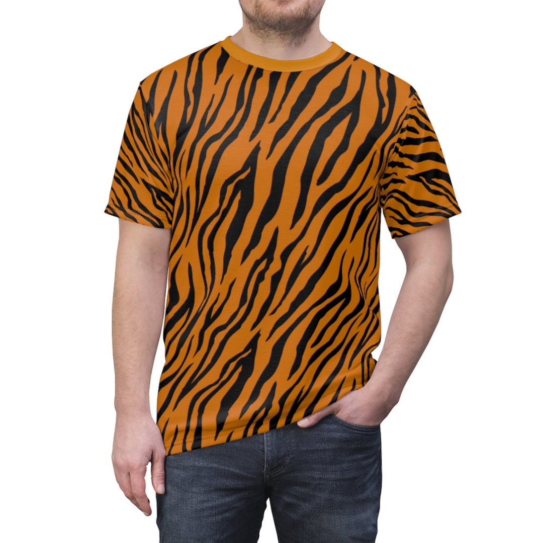 Men's Tiger Stripe T-shirt, Animal Fur Pattern Shirt, Wildlife Short ...