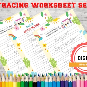 Days of the Week | Months of the Year Traceable | Trace Writing ...