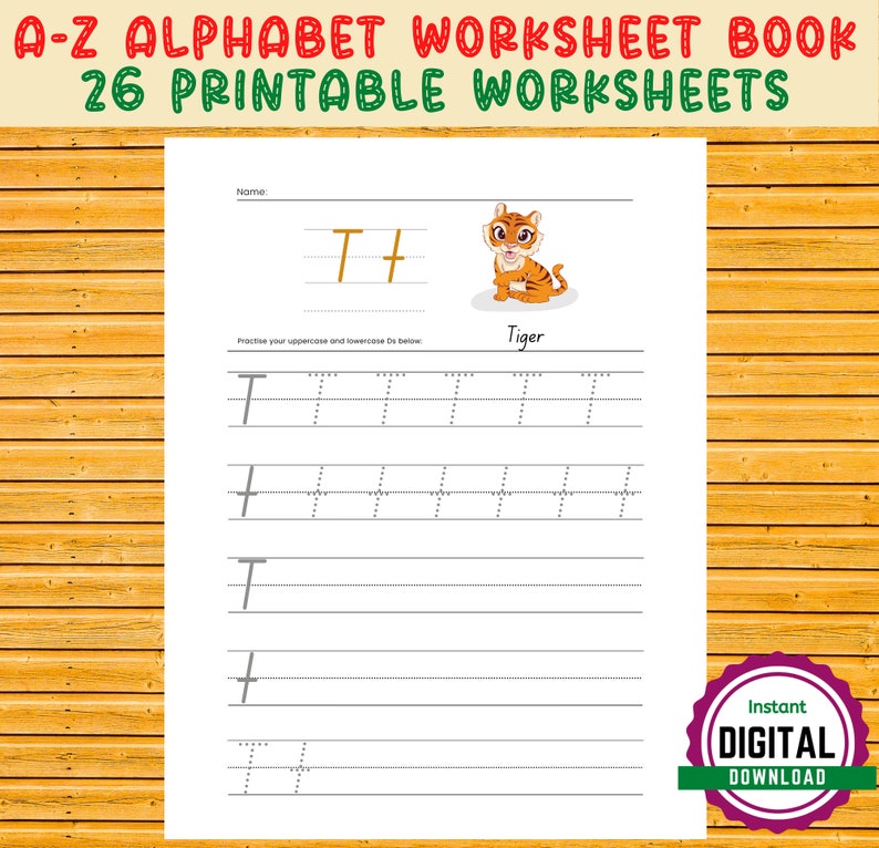 Alphabet Tracing Worksheets Printable Letters A Z 26 - Etsy