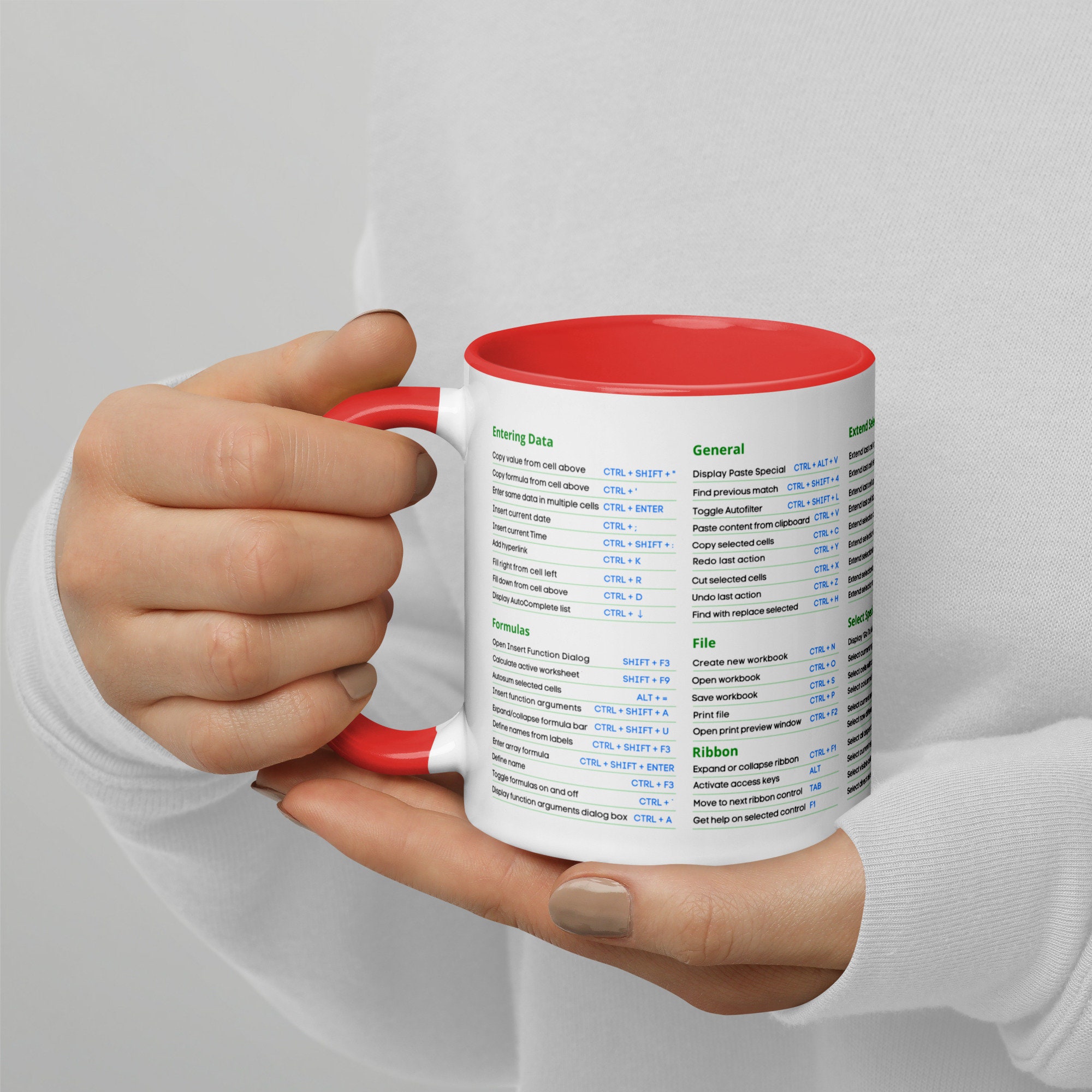 Excel Shortcuts Mug Excel Shortcuts White Glossy Mug - Etsy