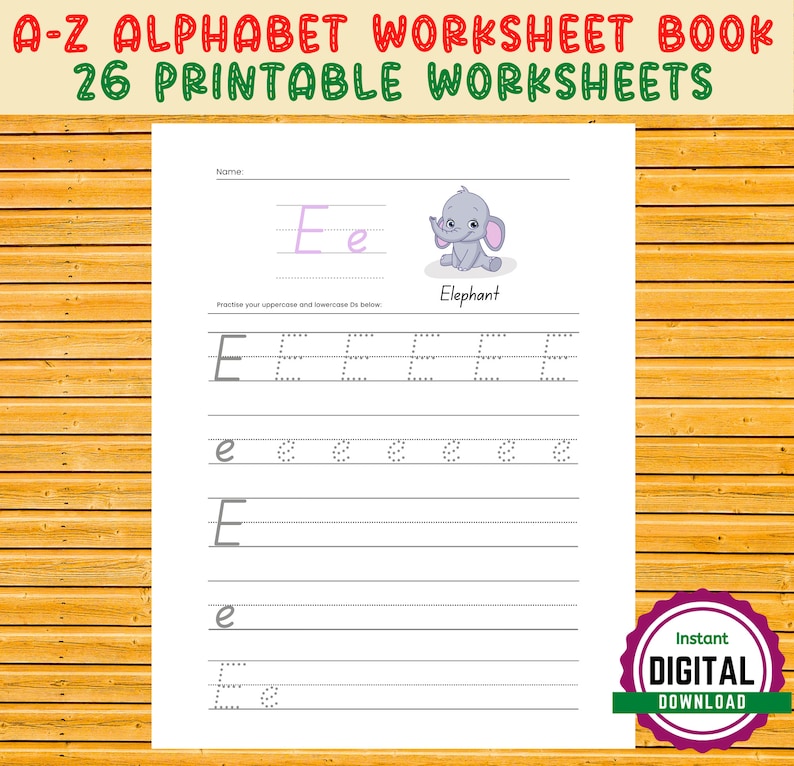 Alphabet Tracing Worksheets Printable Letters A Z 26 - Etsy