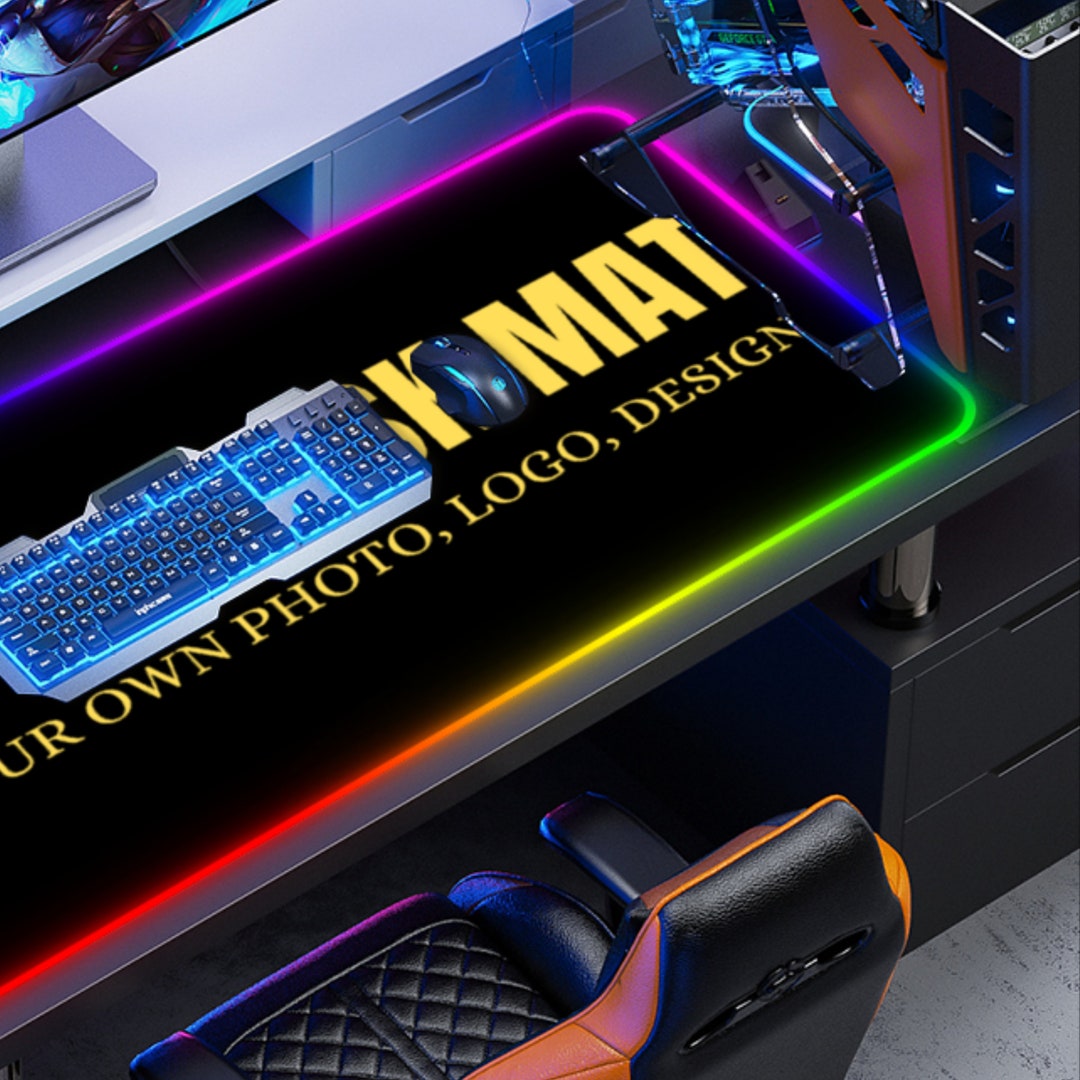 Custom Desk Mat, Gaming Mouse Pad LED, Personalized Desk Pad Photo ...