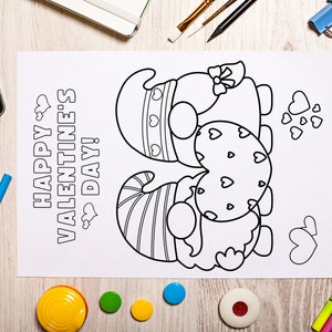Printable Gnome Valentine Coloring Pages for Kids 9 Sheets, Perfect for ...