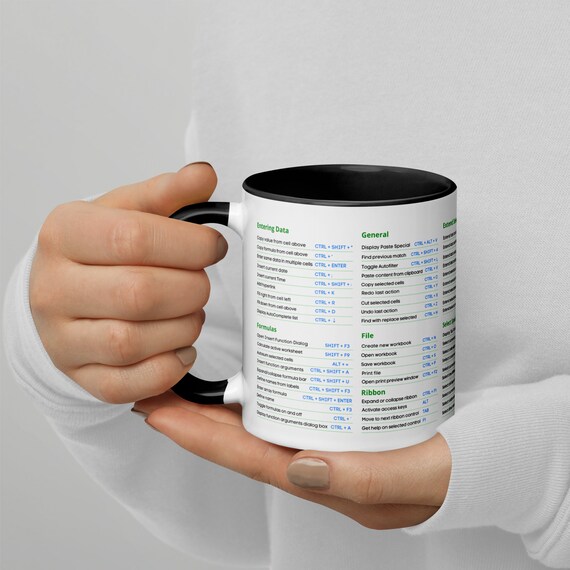 Excel Shortcuts Mug Excel Shortcuts White Glossy Mug - Etsy