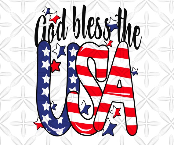 God Bless the USA Png Red White Blue Flag Patriotic 4th of - Etsy