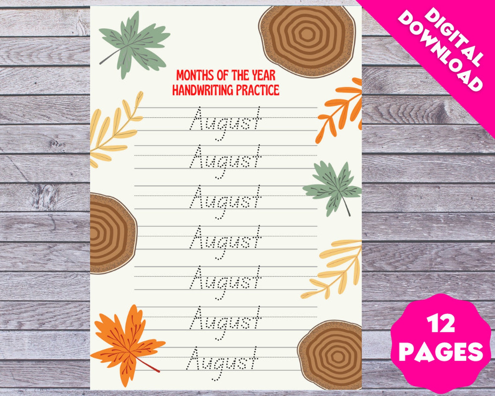 Months Tracing Worksheet Learning Months 12 Month Name - Etsy
