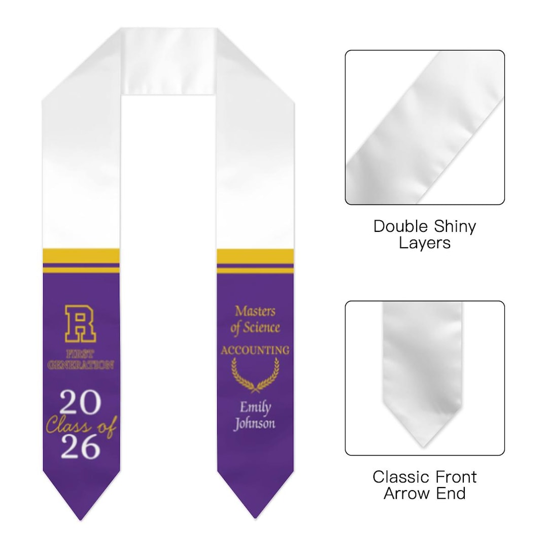 Custom Graduation Stole: Personalized Text, Logo & Colors Class of 2026 ...