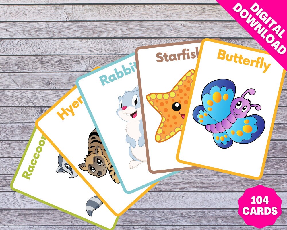 Animal Flashcards 104 Flash Cards Homeschooling - Etsy