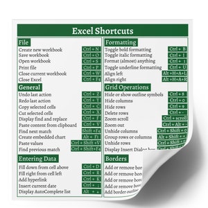 Excel Shortcuts Sticker PC Excel Shortcuts Excel Shortcuts Laptop ...