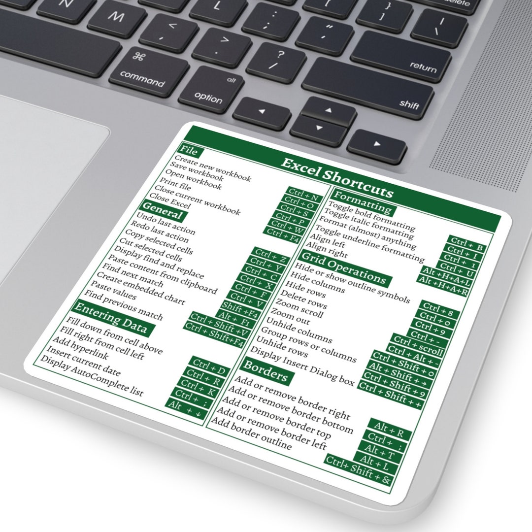 Excel Shortcuts Sticker PC Excel Shortcuts Excel - Etsy