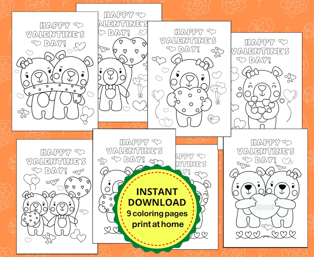 9 Printable Valentine Coloring Pages for Kids-valentine Coloring Sheets ...