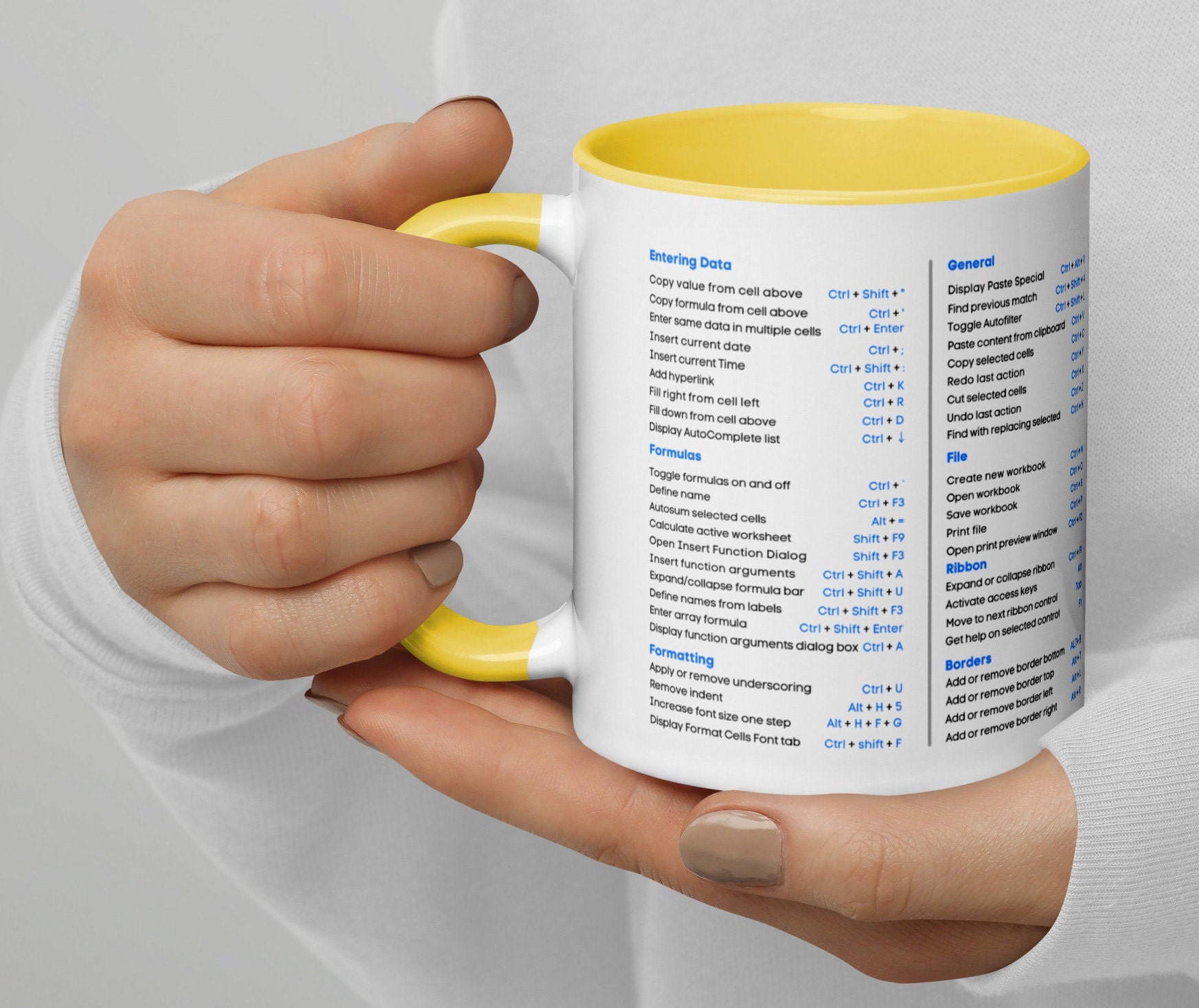 Excel Shortcut Mug Excel Shortcuts Mug With Color Inside - Etsy