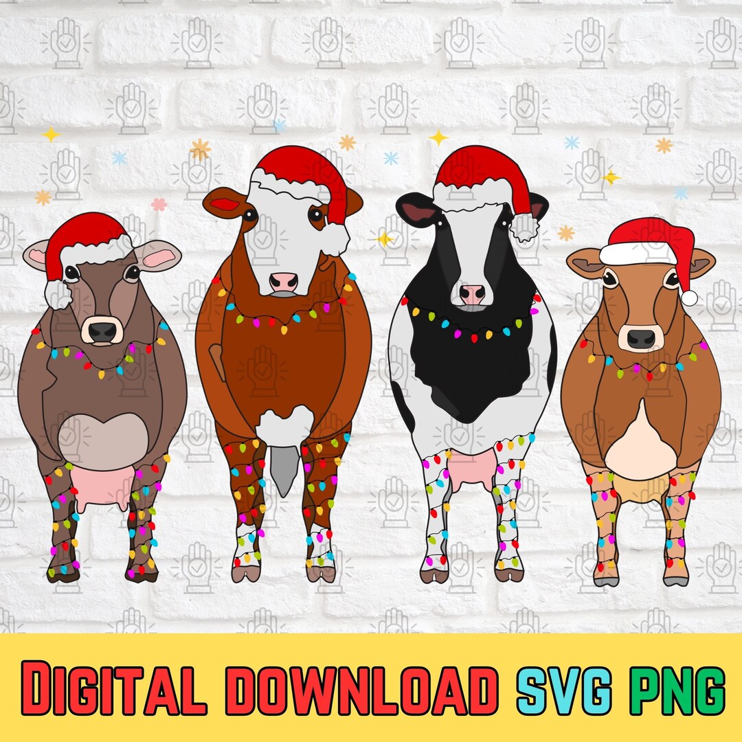 Cow Christmas Light PNG, Christmas Cow Svg, Christmas Png, Christmas ...