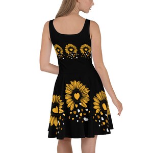 Black Sunflower Dress - Skater Dress - Etsy