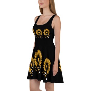 Black Sunflower Dress - Skater Dress - Etsy