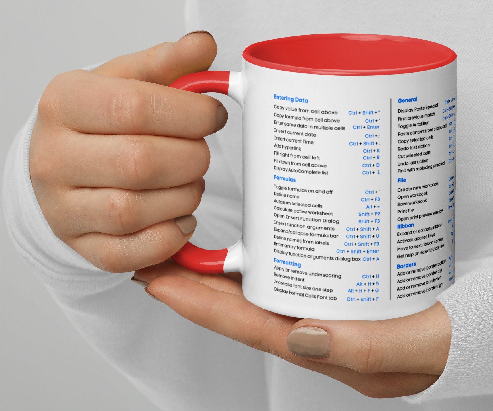Excel Shortcut Mug Excel Shortcuts Mug With Color Inside - Etsy