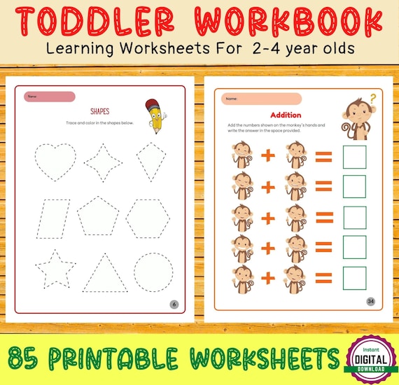 TODDLER WORKBOOK 85 Printable Worksheets Kids Activities | Etsy
