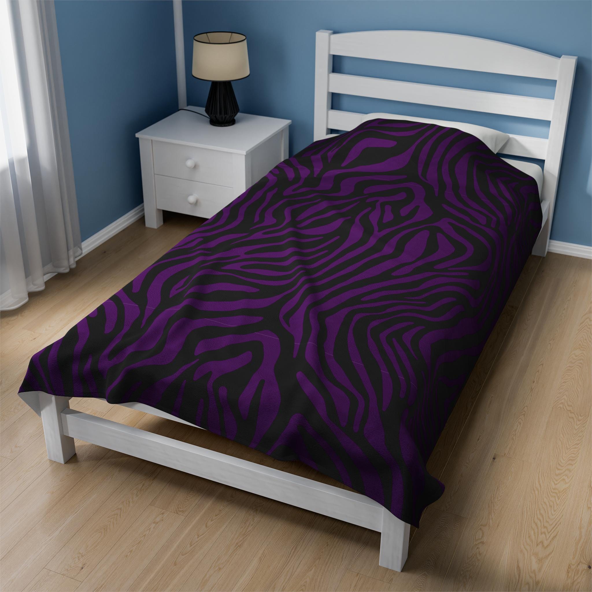 Dark Purple Zebra Print Pattern Velveteen Plush Blanket - Etsy