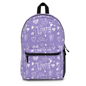Purple Love Backpack | Backpack Back to School | Love Design | Backpack ...