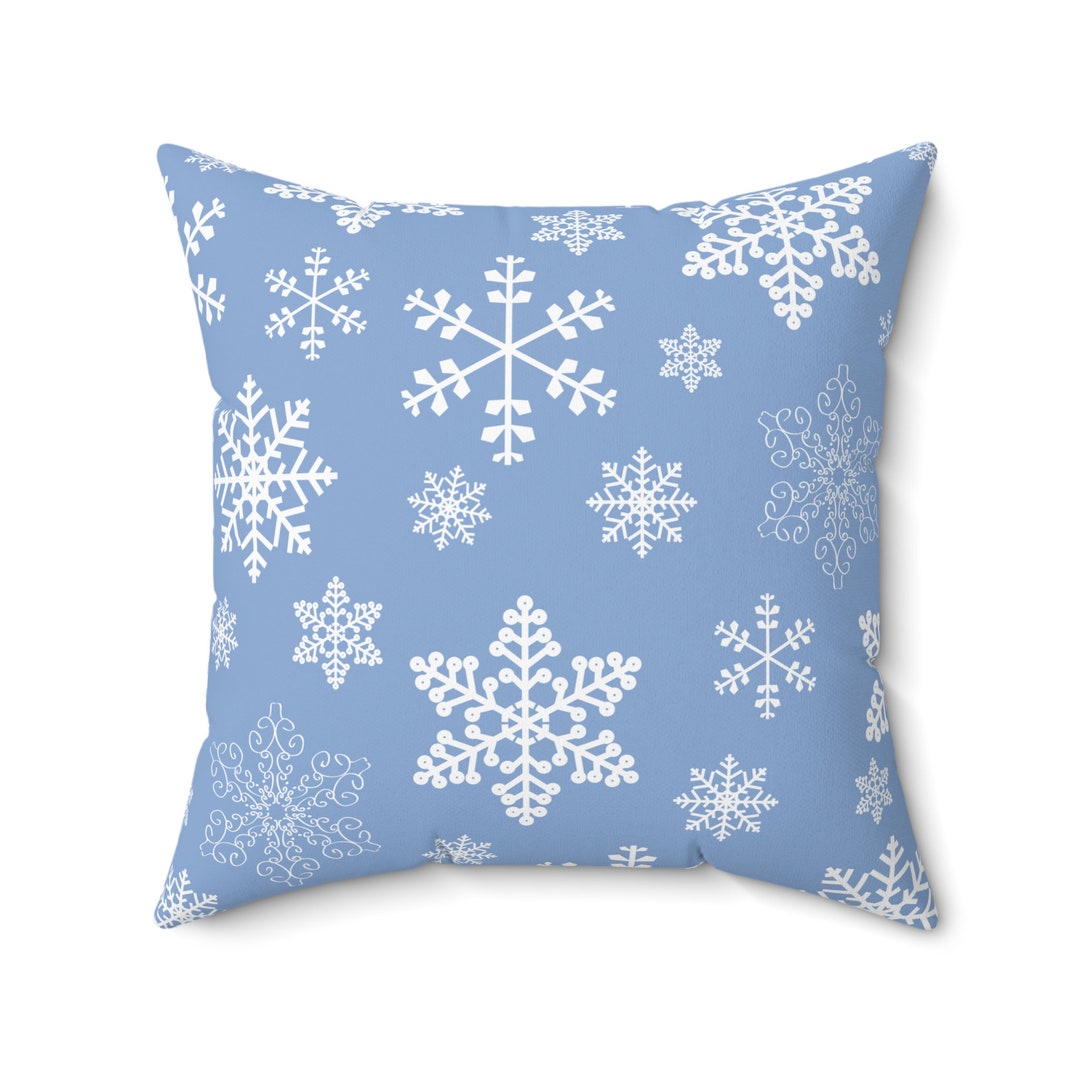 Light Blue and White Snowflake Pattern Throw Pillows - Etsy