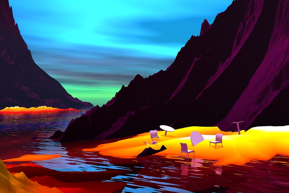 Beach Retro Vaporwave CGI Poster 24 X 36 60cm - Etsy
