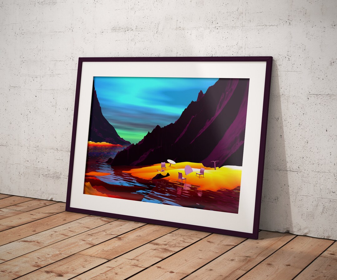 Beach Retro Vaporwave CGI Poster 24 X 36 60cm - Etsy