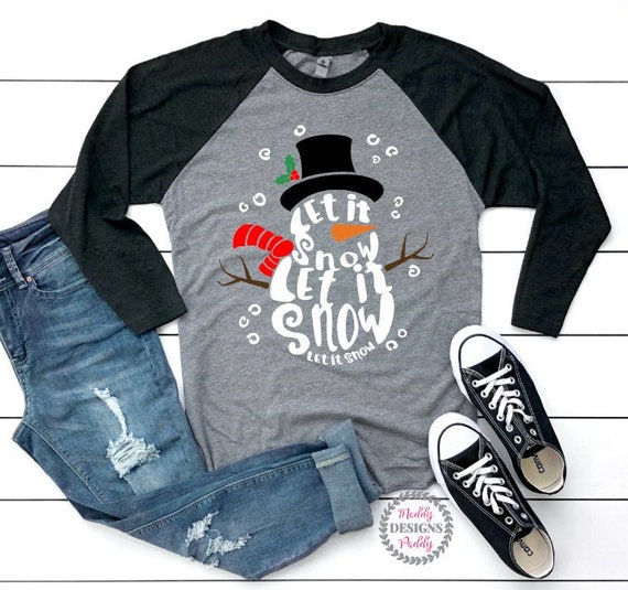 Christmas Shirt Let It Snow Shirt Snowman Shirt Long Sleeve | Etsy