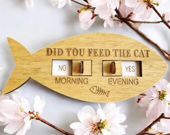 Custom Cat Feeding Magnet Engrave Slide Pet Task Reminder Rustic ...