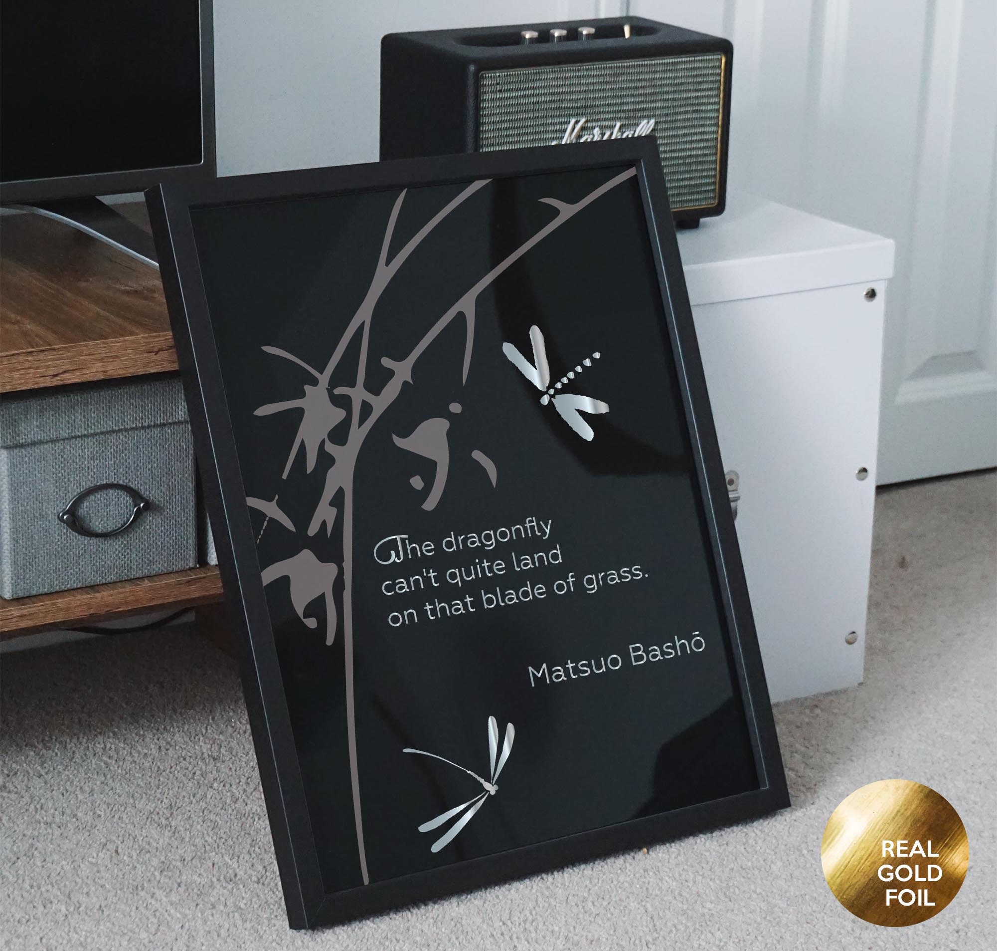 Matsuo Basho Poetry Print Japanese Haiku Gold Foil Framed | Etsy