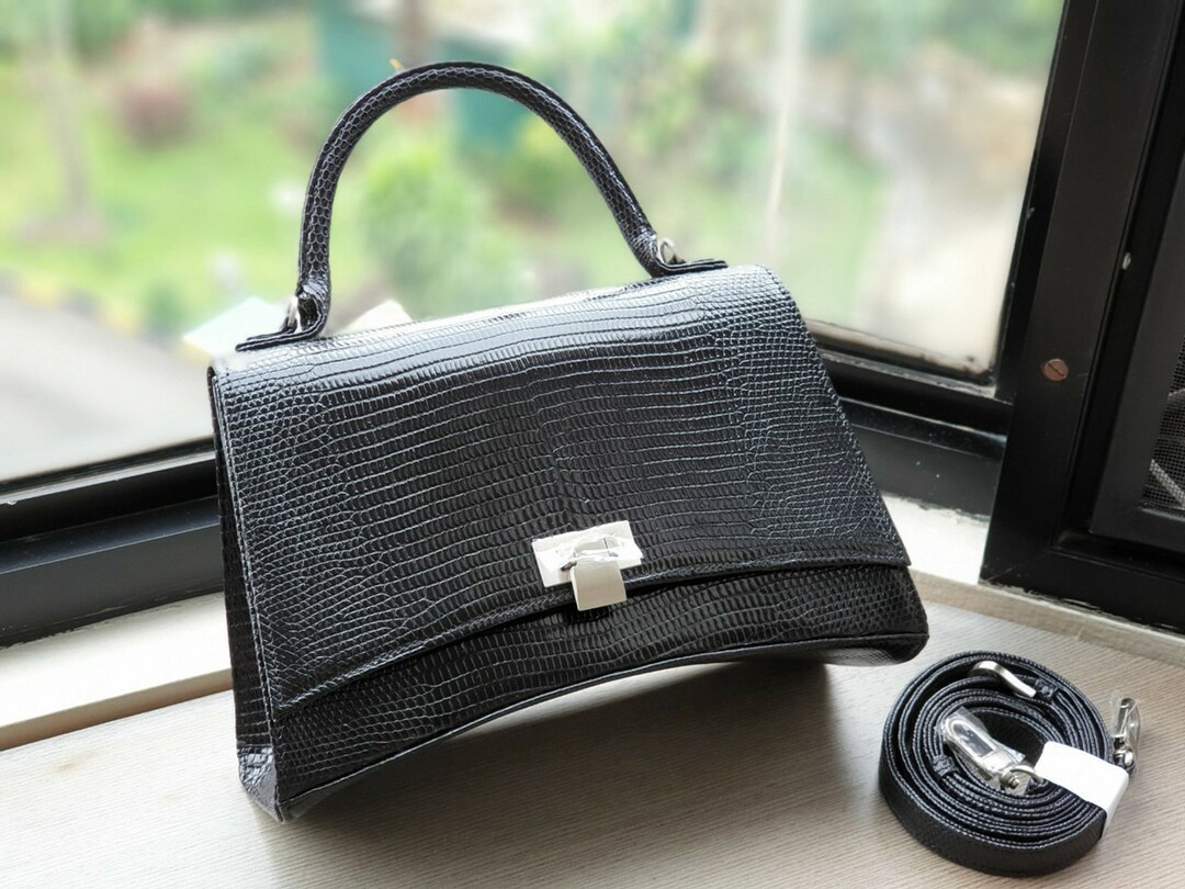 Iklim Handmade Real Lizard Skin Leather Hourglass Style Tote Crossbody ...