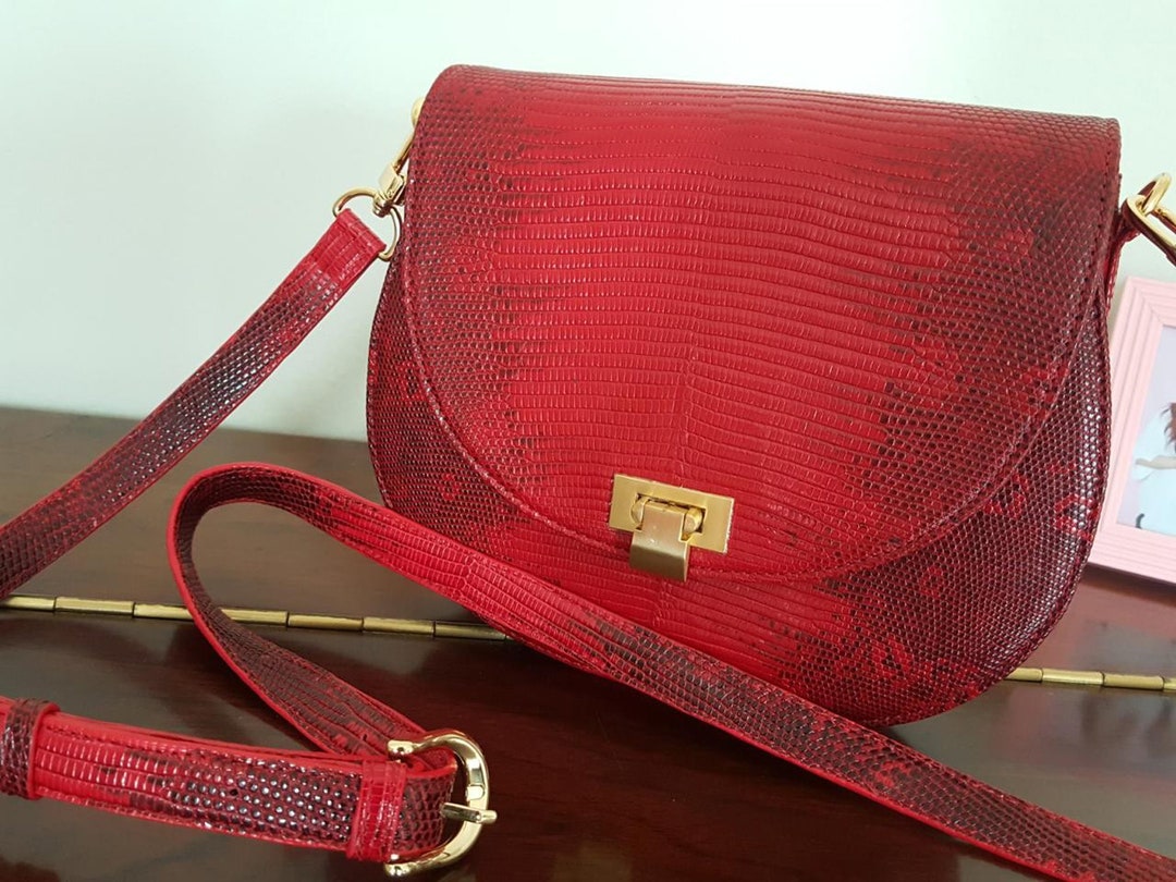Iklim Handmade Real Lizard Skin Leather Crossbody Round Shoulder Strap ...