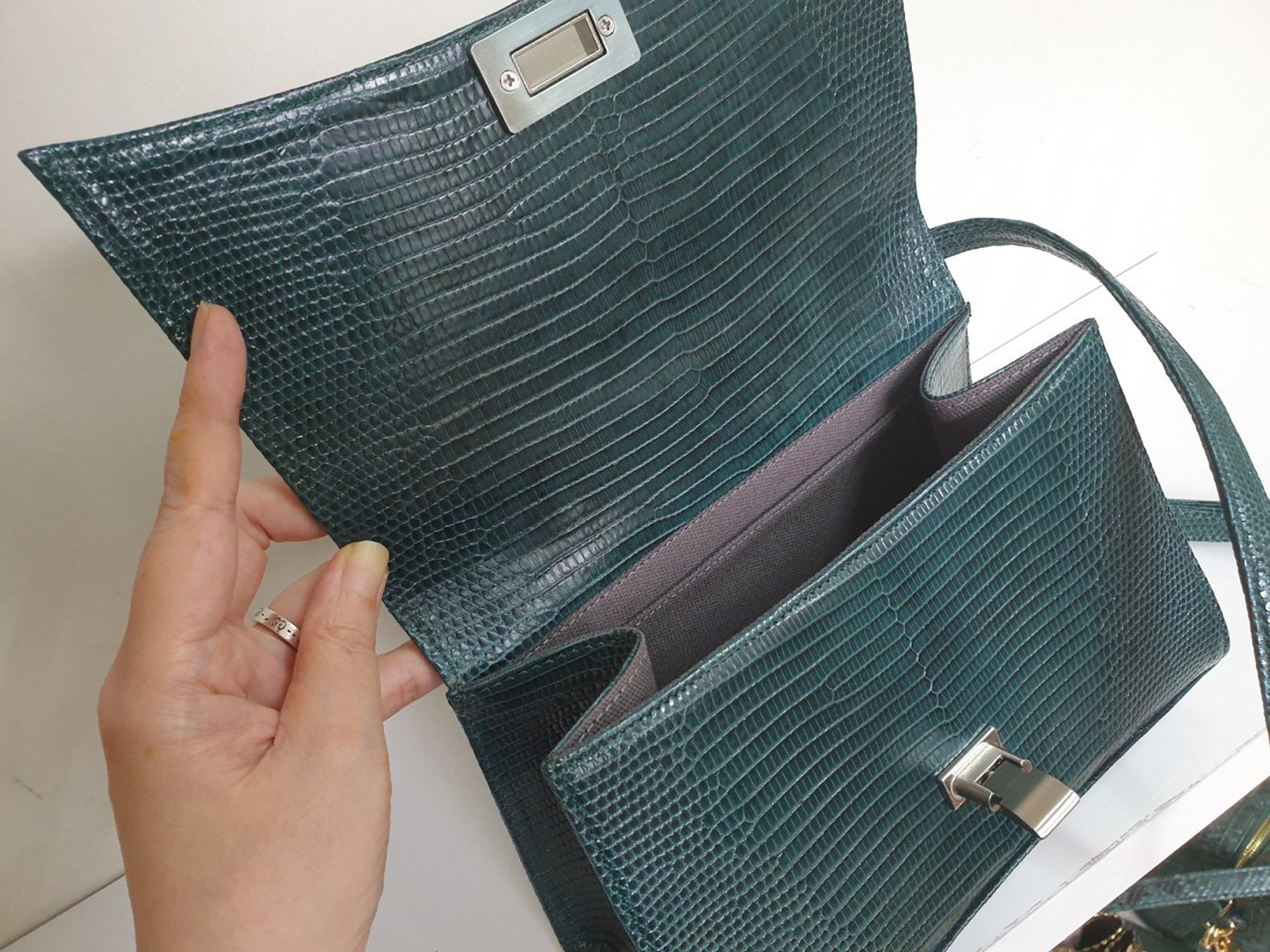 Iklim Handmade Real Lizard Skin Leather Hourglass Style Tote - Etsy